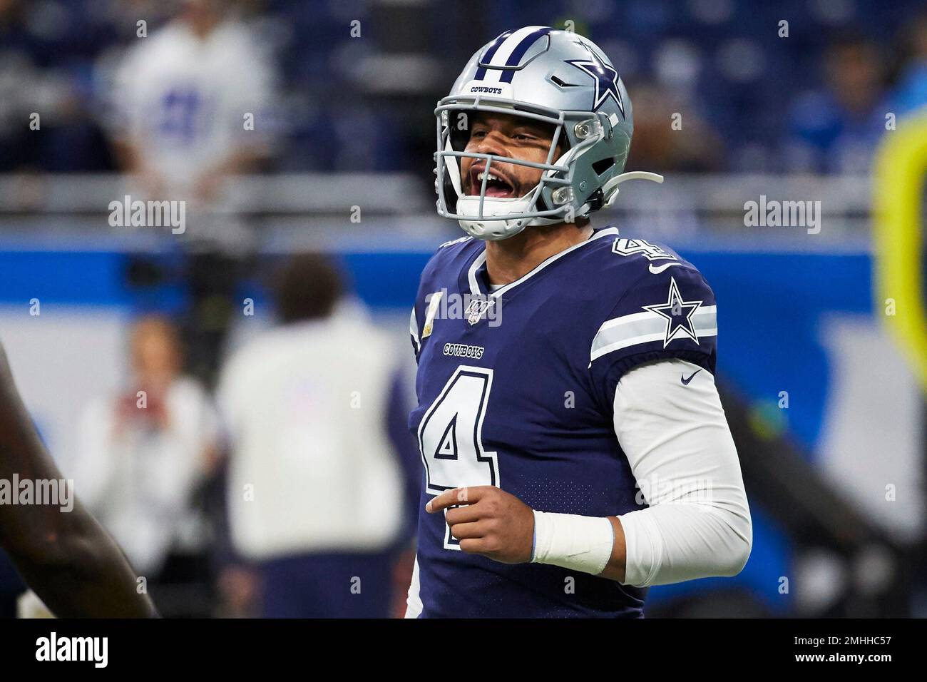 Dallas Cowboys quarterback Dak Prescott (4) during warm ups prior to an ...