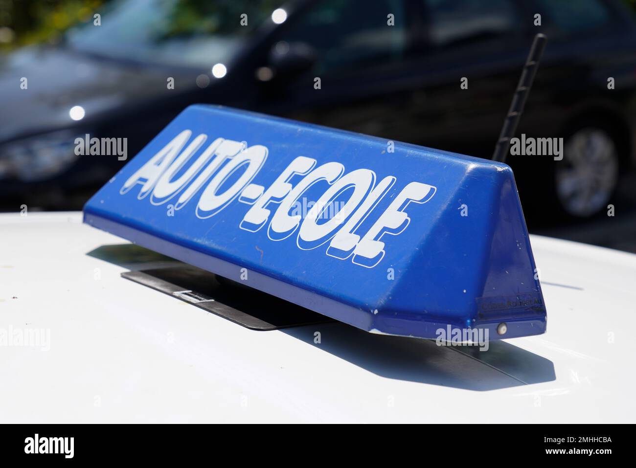 france driving school light panel on car roof with text french auto ...