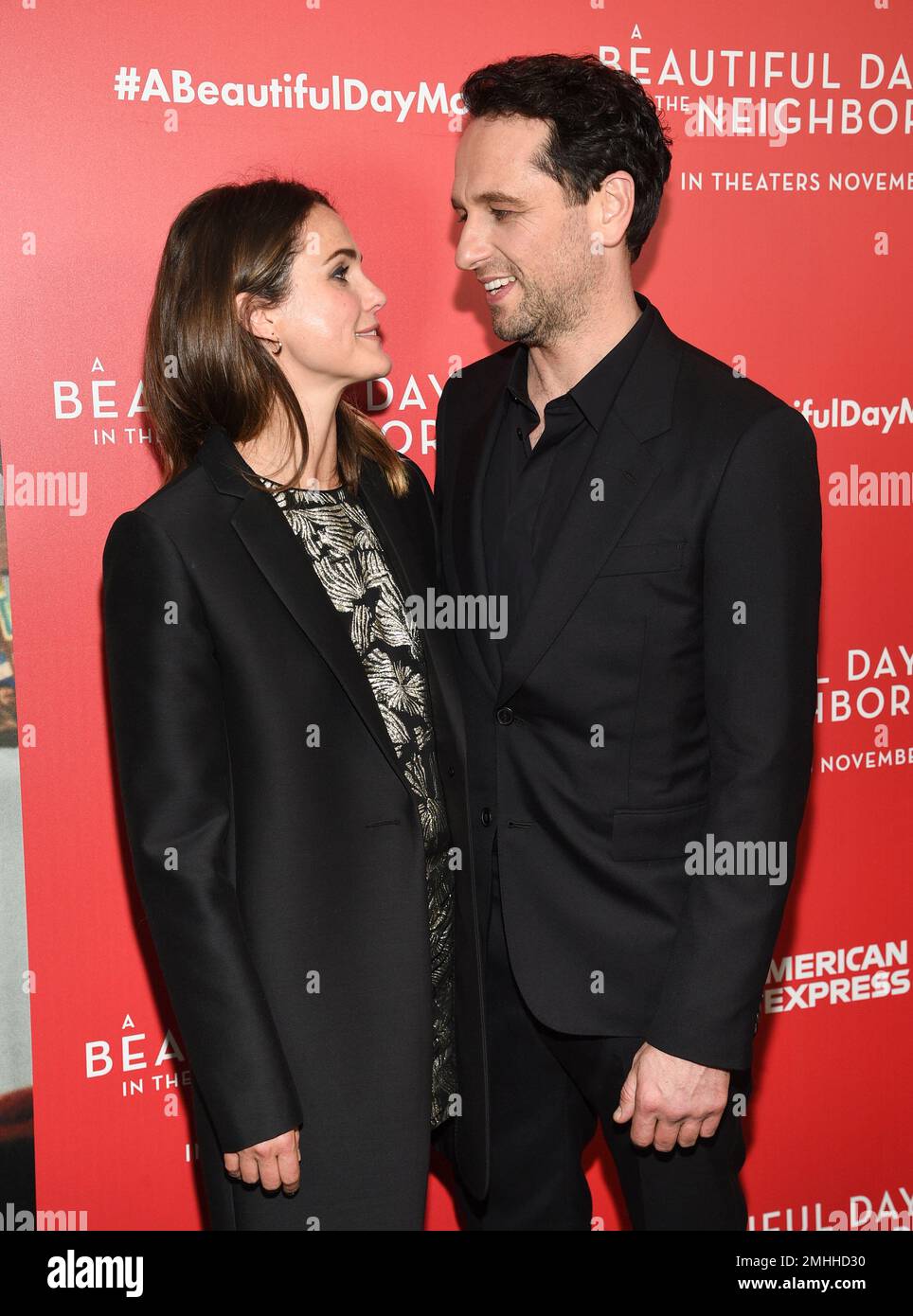 Actress Keri Russell, left, and husband actor Matthew Rhys attend a ...