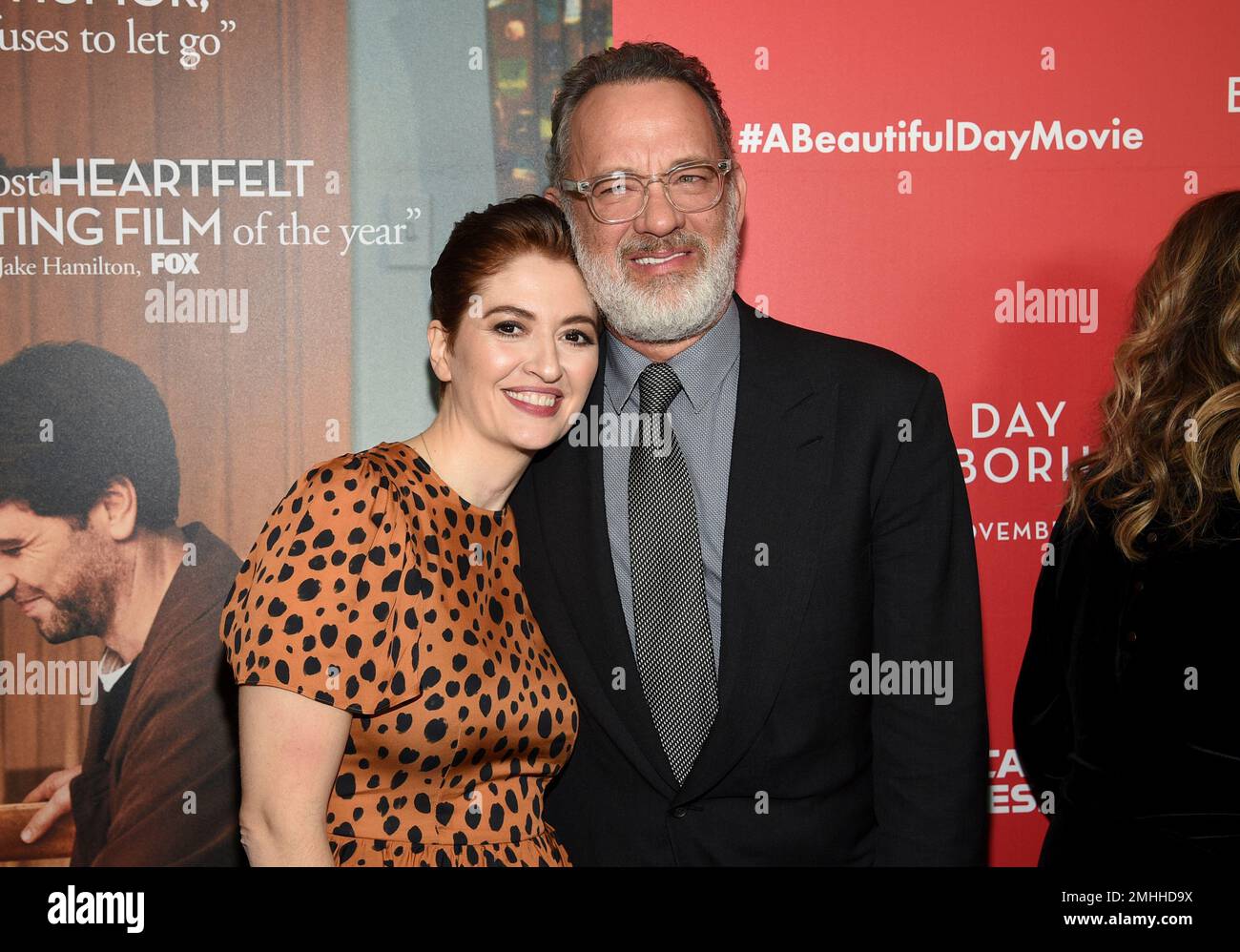Director Marielle Heller, left, poses with actor Tom Hanks at a special ...