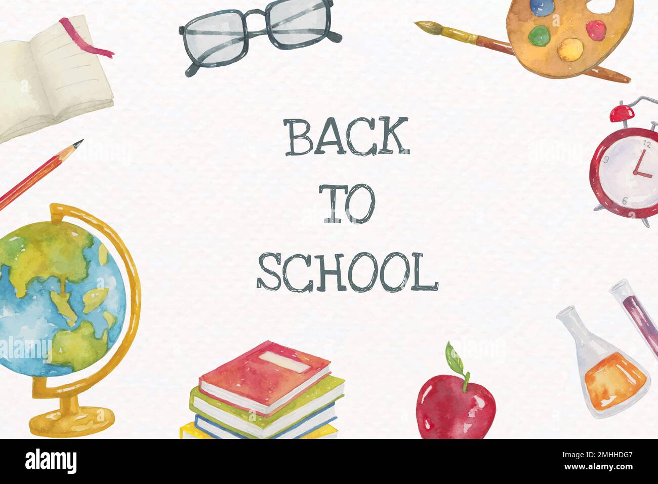 School stationery editable template vector in watercolor back to school ...