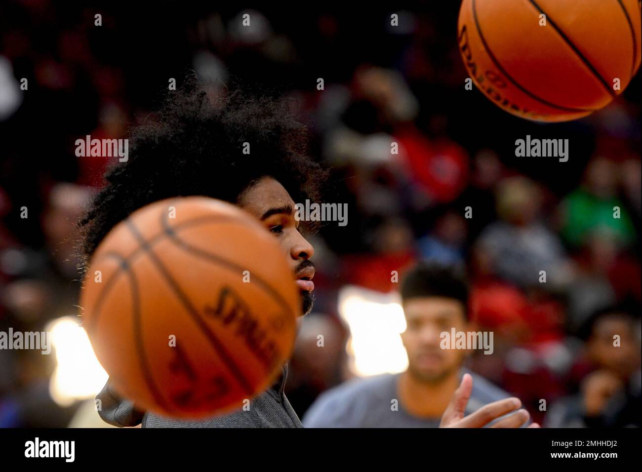 Chicago Bulls guard Coby White (0) during warmups before an NBA ...