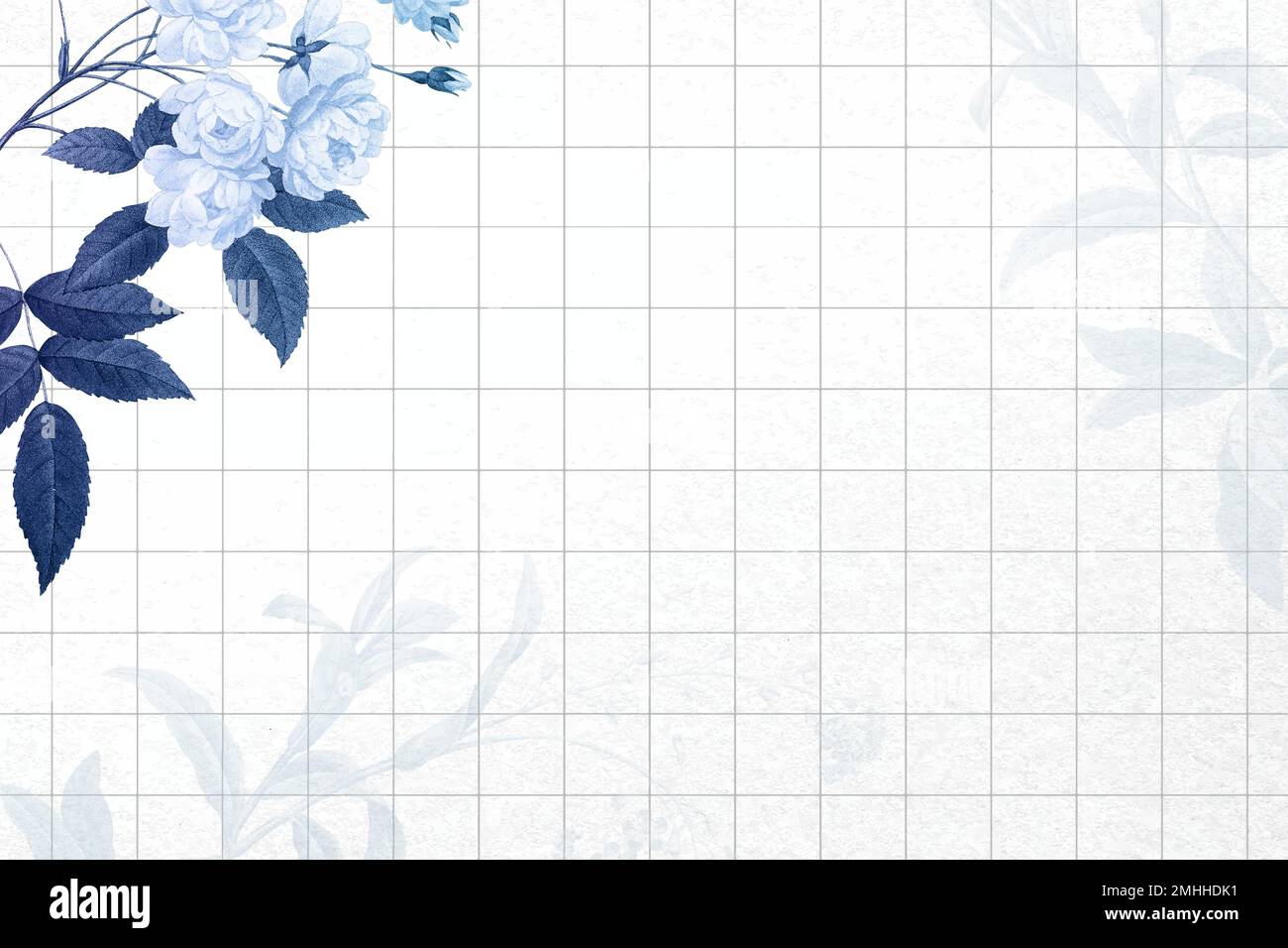 Flower background blue border vector, remixed from vintage public ...