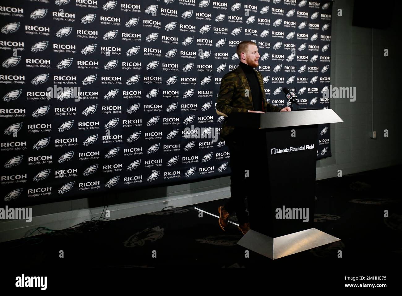 Philadelphia Eagles' Carson Wentz speaks during a news conference after ...