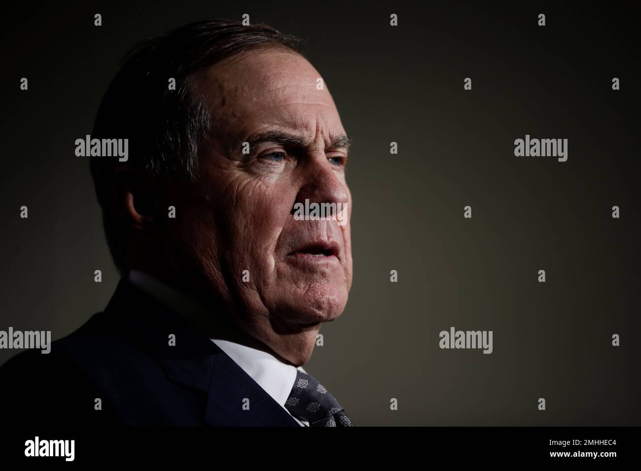 New England Patriots head coach Bill Belichick speaks during a news ...