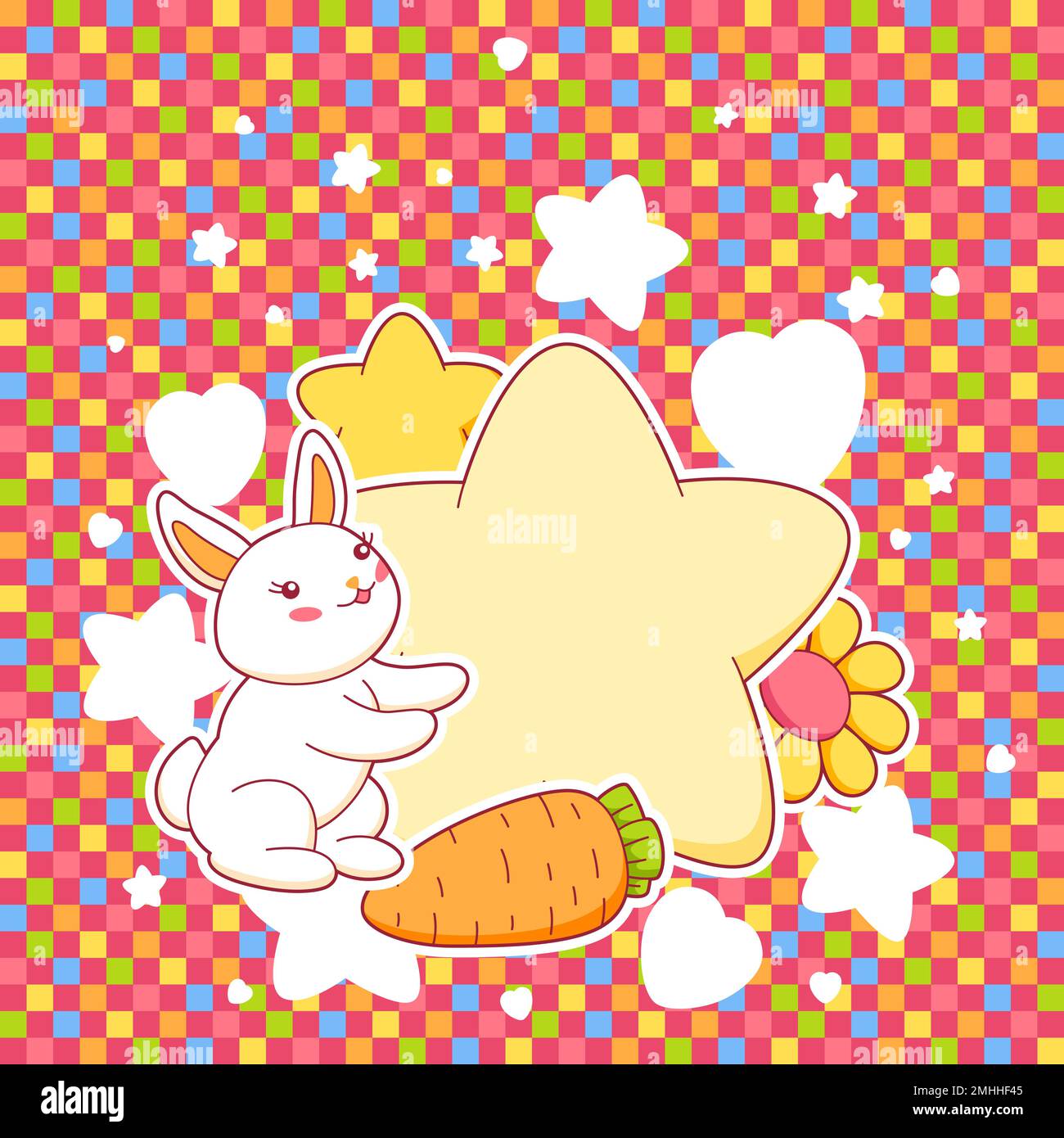 Speech bubble with cute kawaii little bunny. Funny character and ...