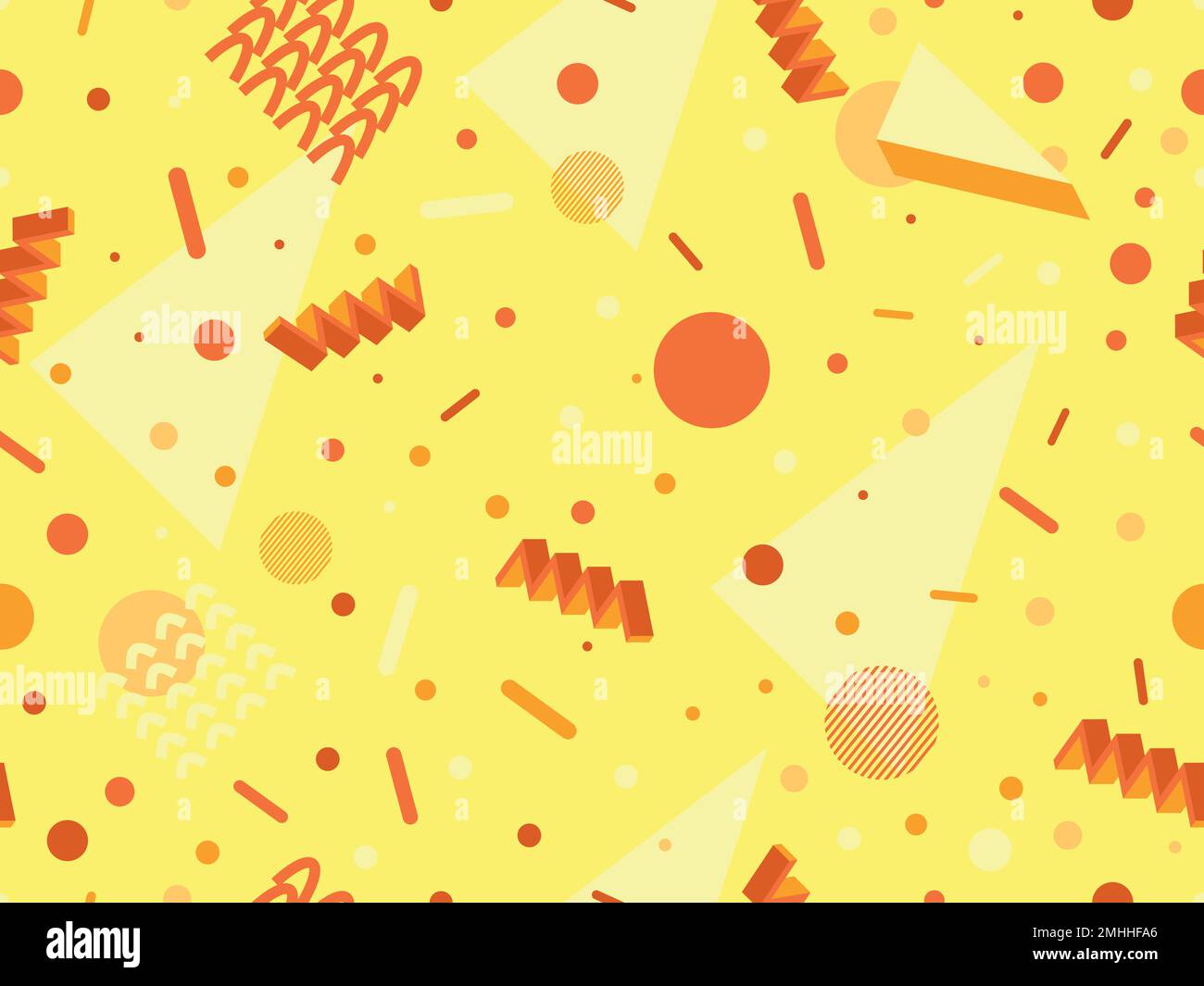 Memphis seamless pattern with 3d shapes in 80s memphis style. Isometric ...