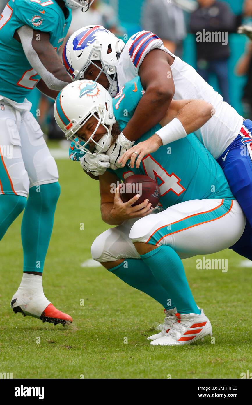 Buffalo Bills defensive tackle Ed Oliver (91) sacks Miami Dolphins ...