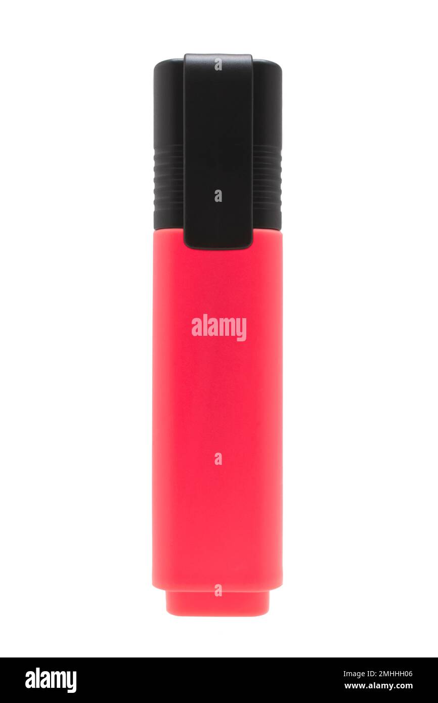 Orange highlighter pen on white background Stock Photo - Alamy