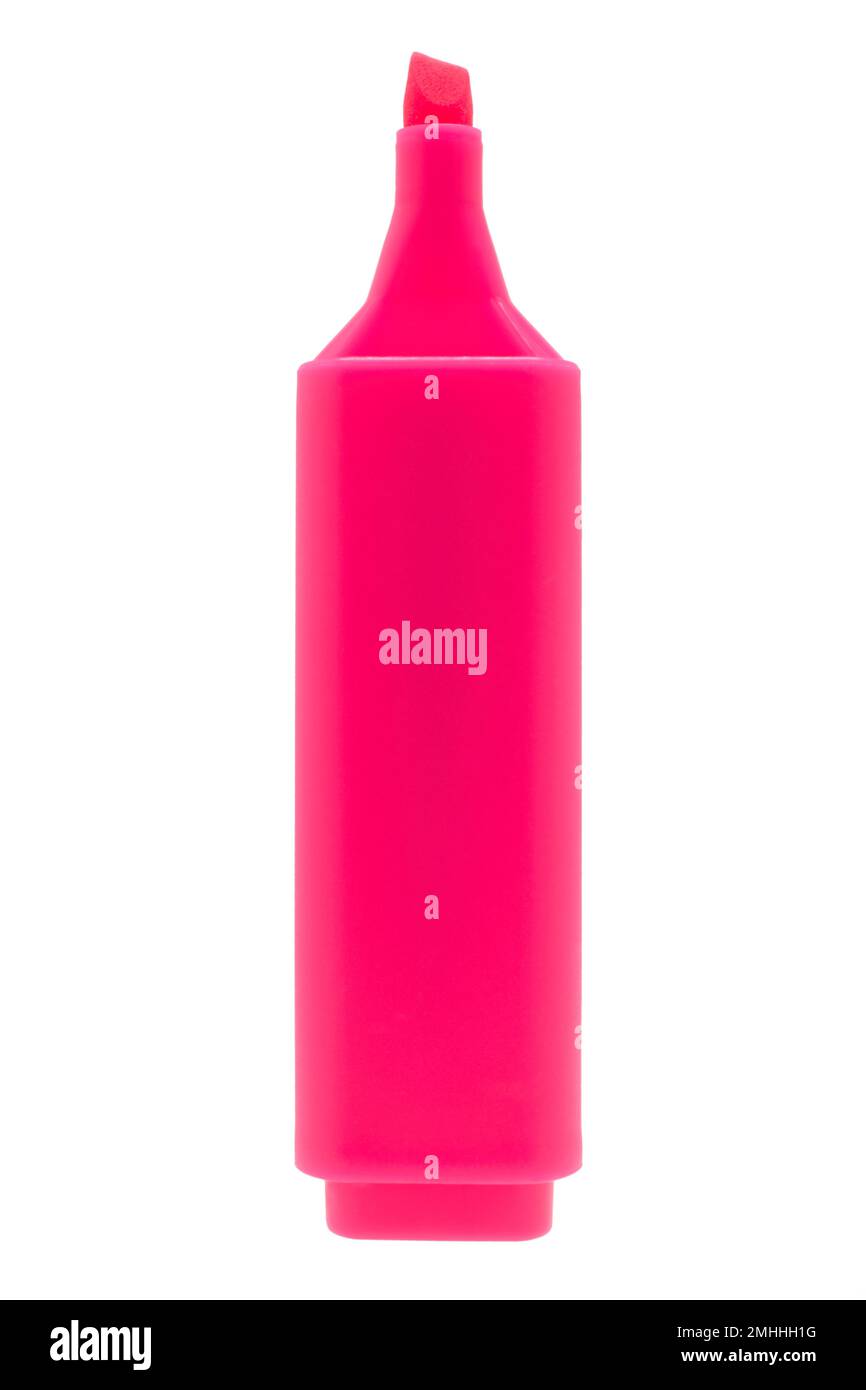 Pink highlighter pen on white background Stock Photo - Alamy