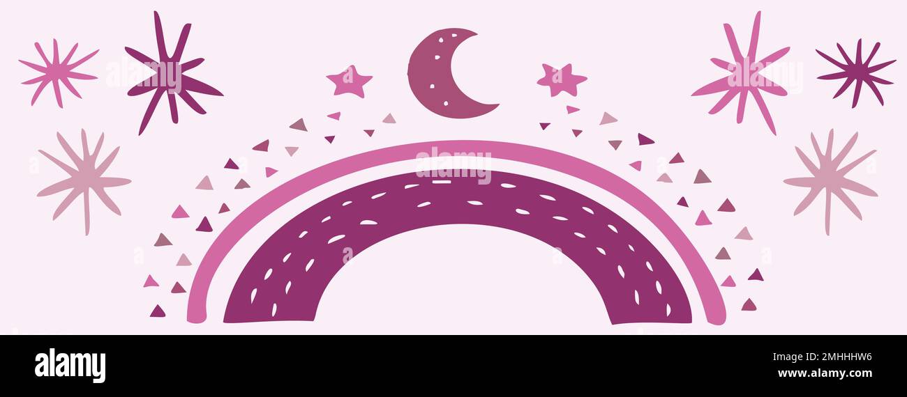 Whimsical kiddie rainbow vector illustration set. Simple sky motif for ...