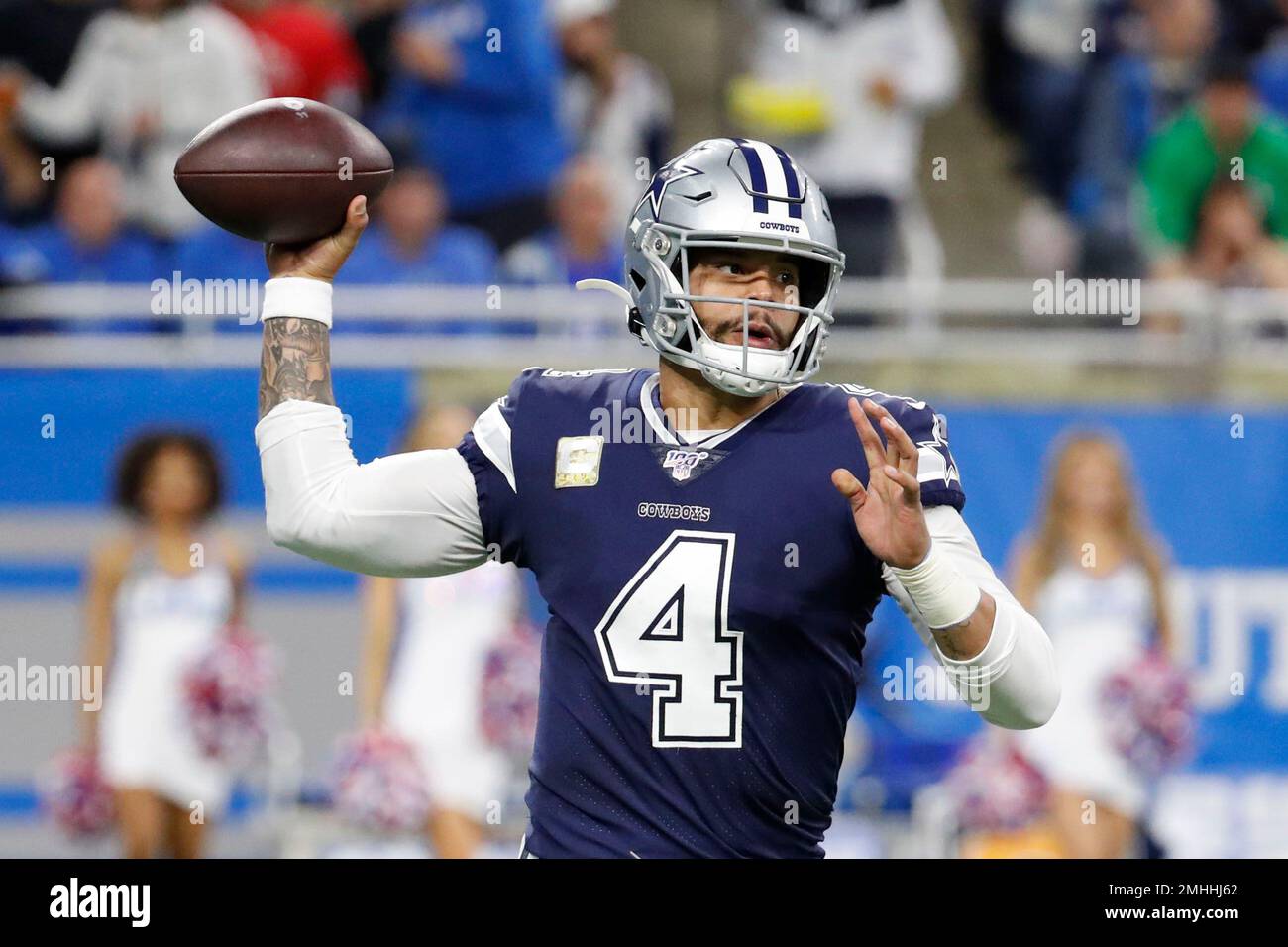 Dallas Cowboys quarterback Dak Prescott throws during the first half of ...