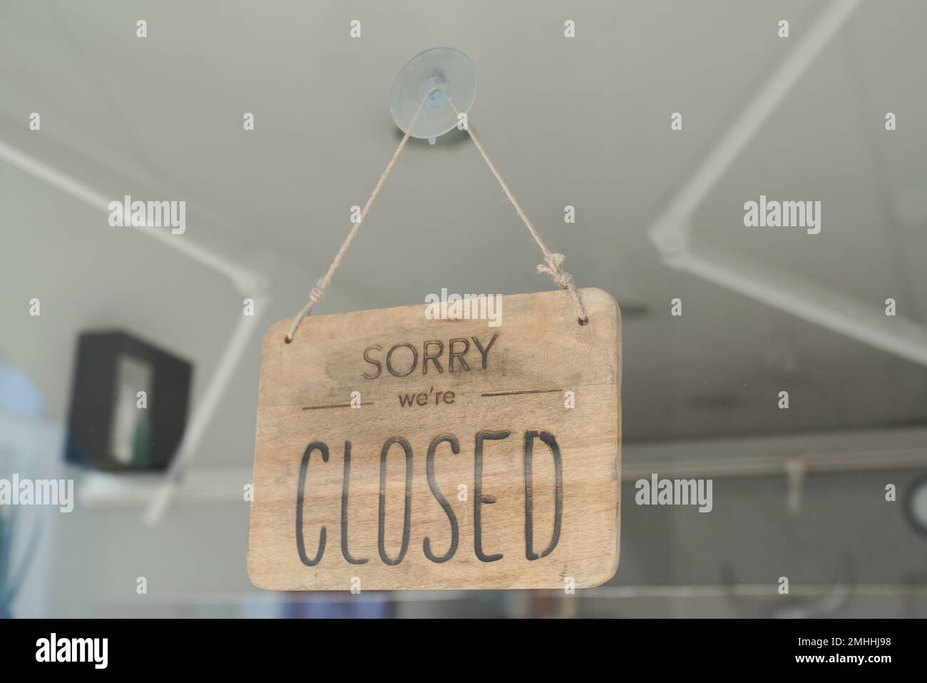 wooden board text sorry we are closed sign board wood on windows shop ...