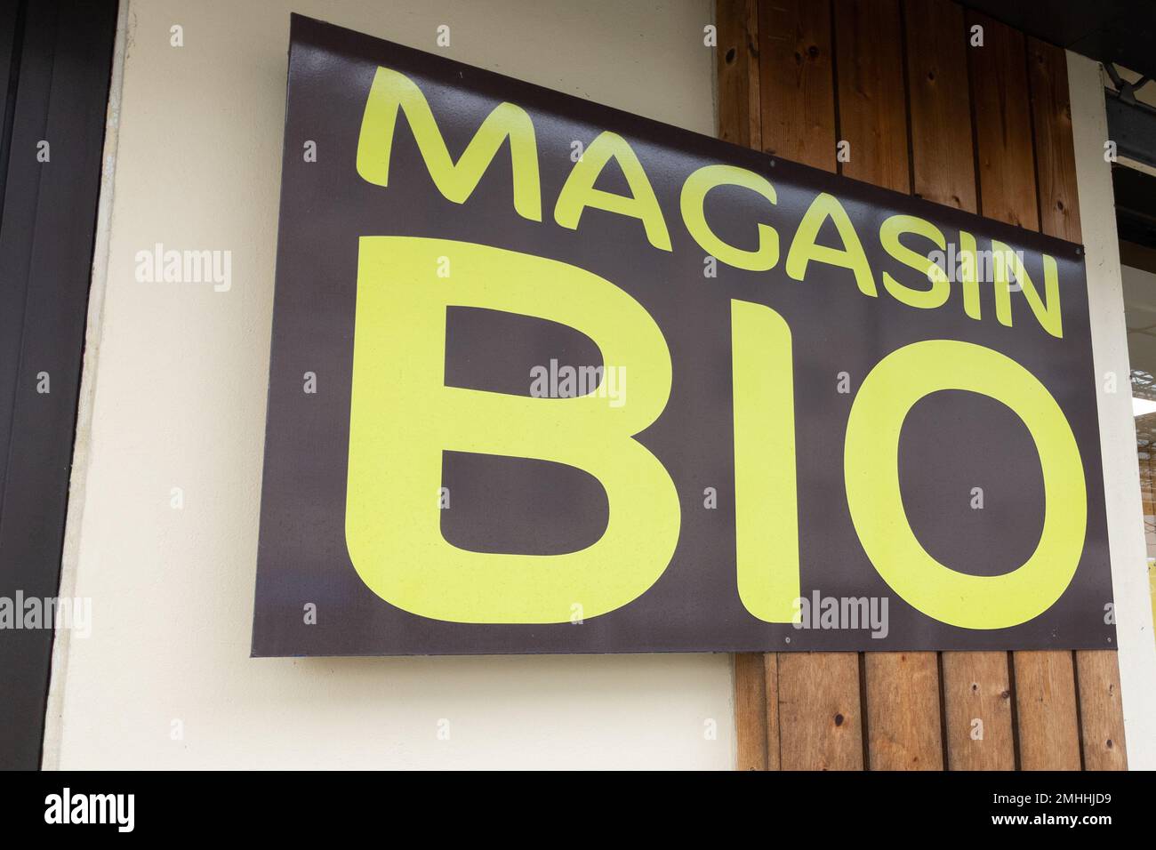magasin Bio french text means organic shop supermarket grocery store of ...