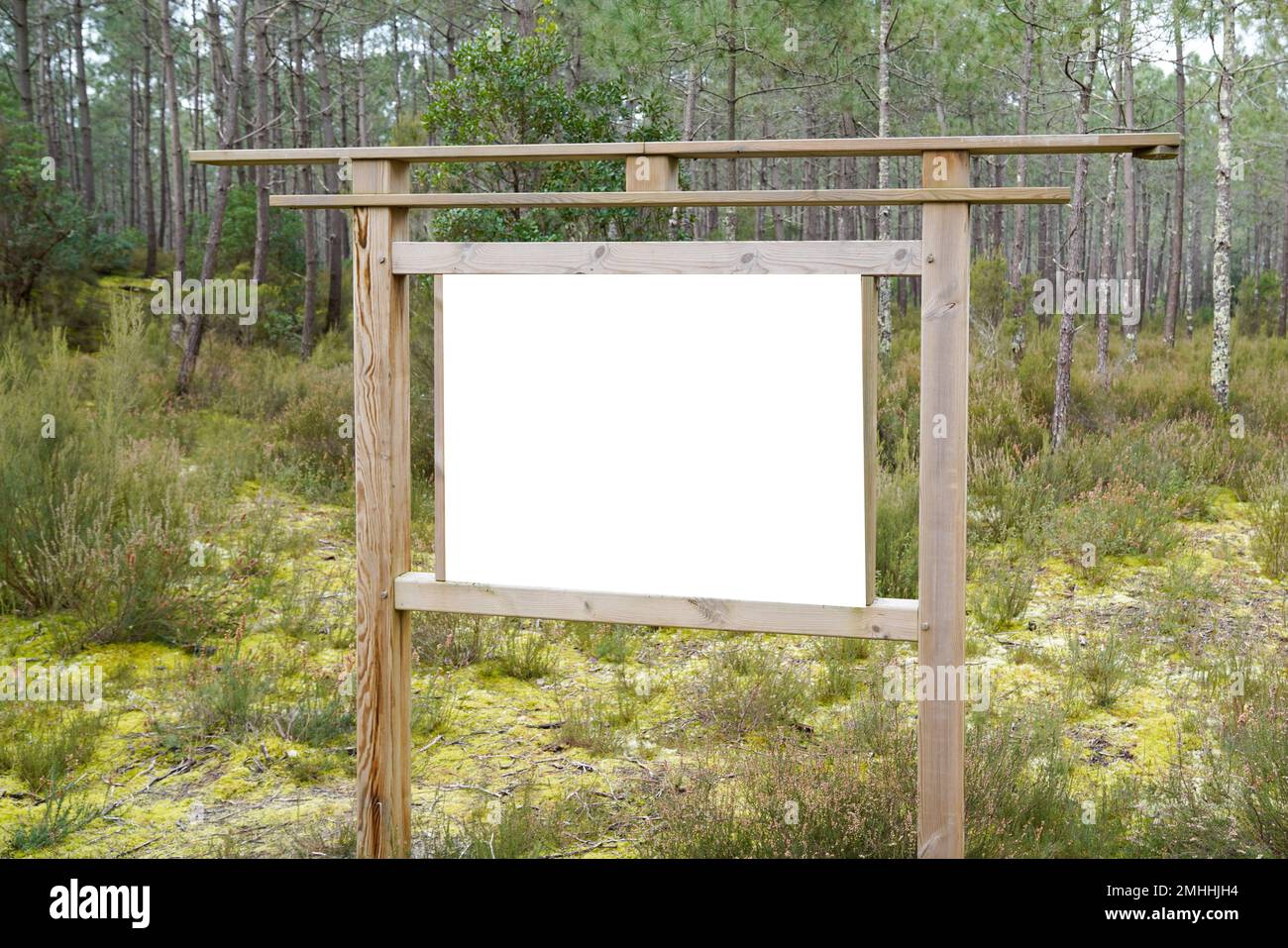 Empty Information white blank sign board panel in the park forest Stock ...