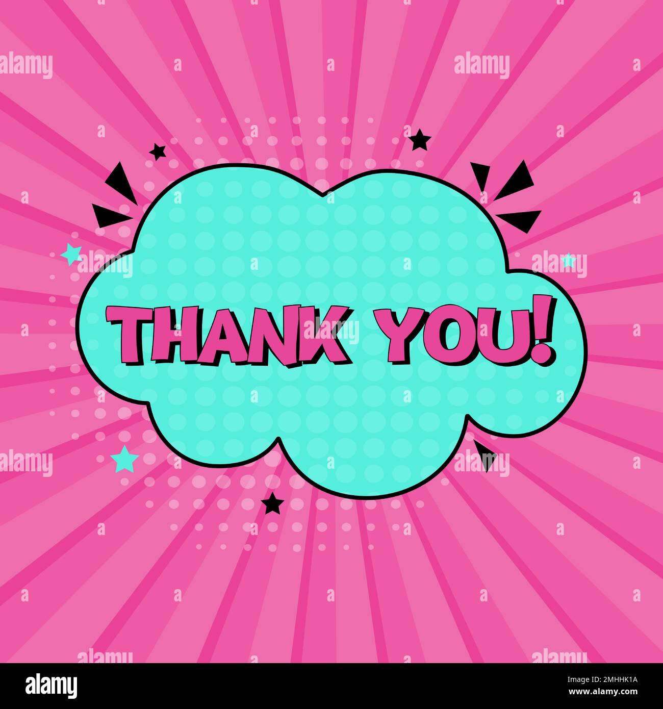 Comic speech bubble with expression text thank you. Vector bright dynamic cartoon illustration ...