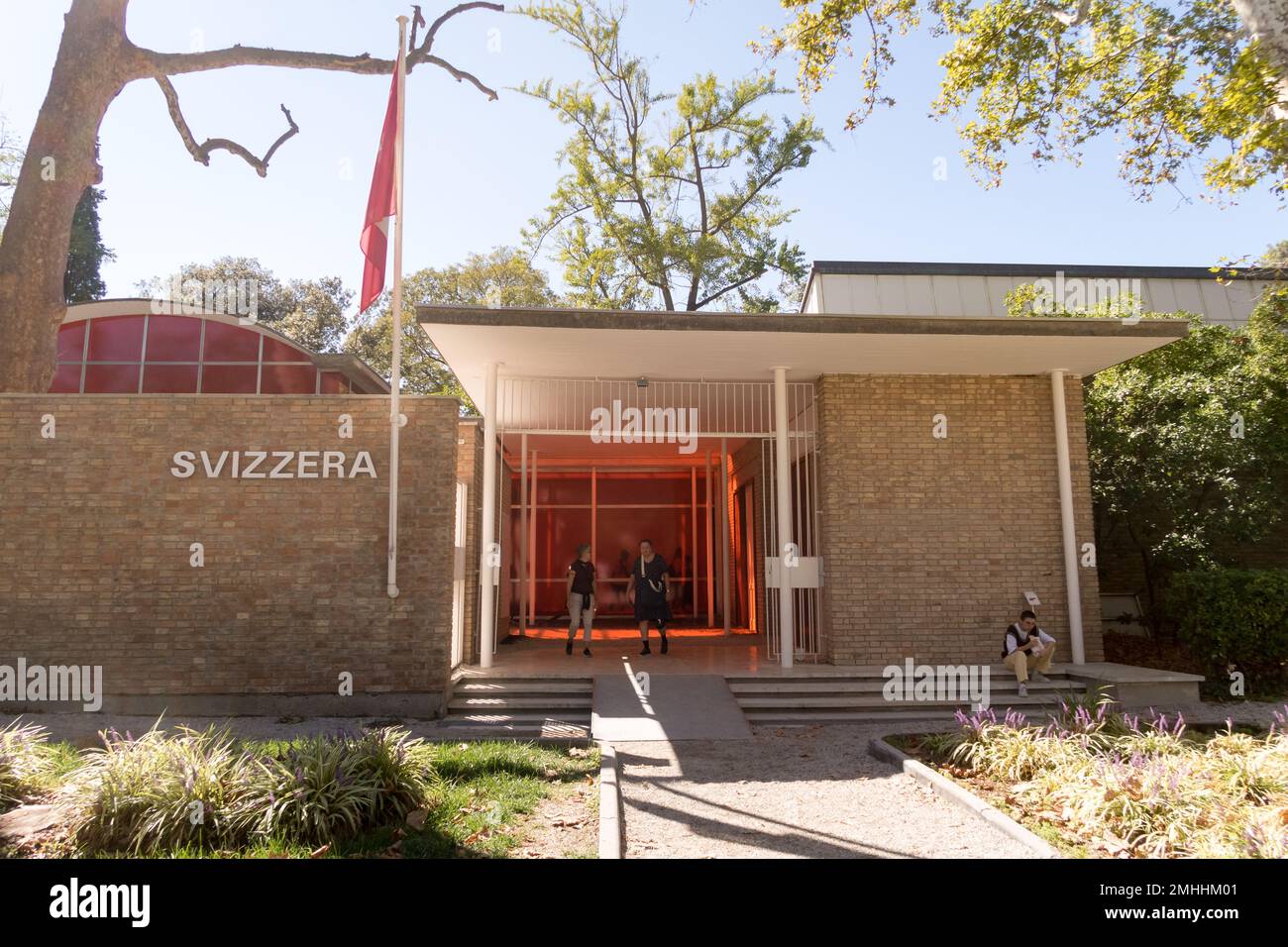A view of the Swiss pavilion at the Venice Biennale 2022 with artwork ...