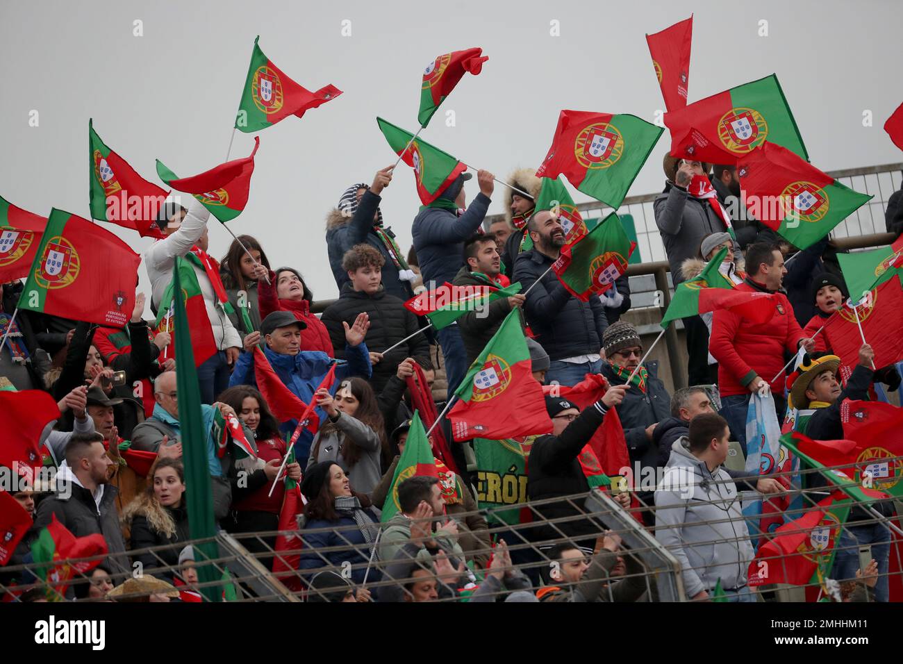 Portugal supporters wave their national flags prior to the start of the ...