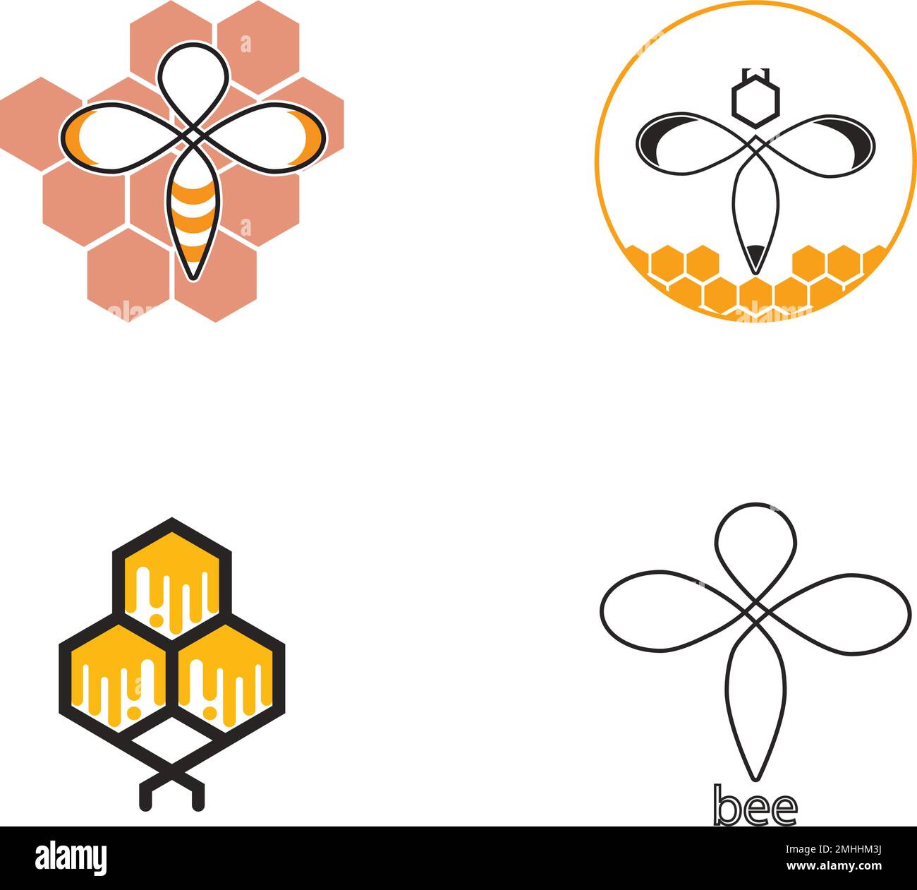 honey comb bees logo. vector illustration design template Stock Vector ...