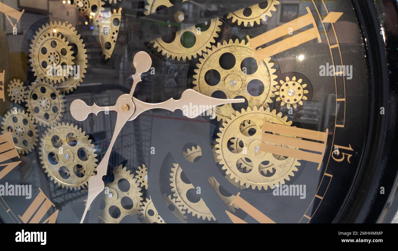 detail retro old concept clock parts of vintage black big watch Stock ...