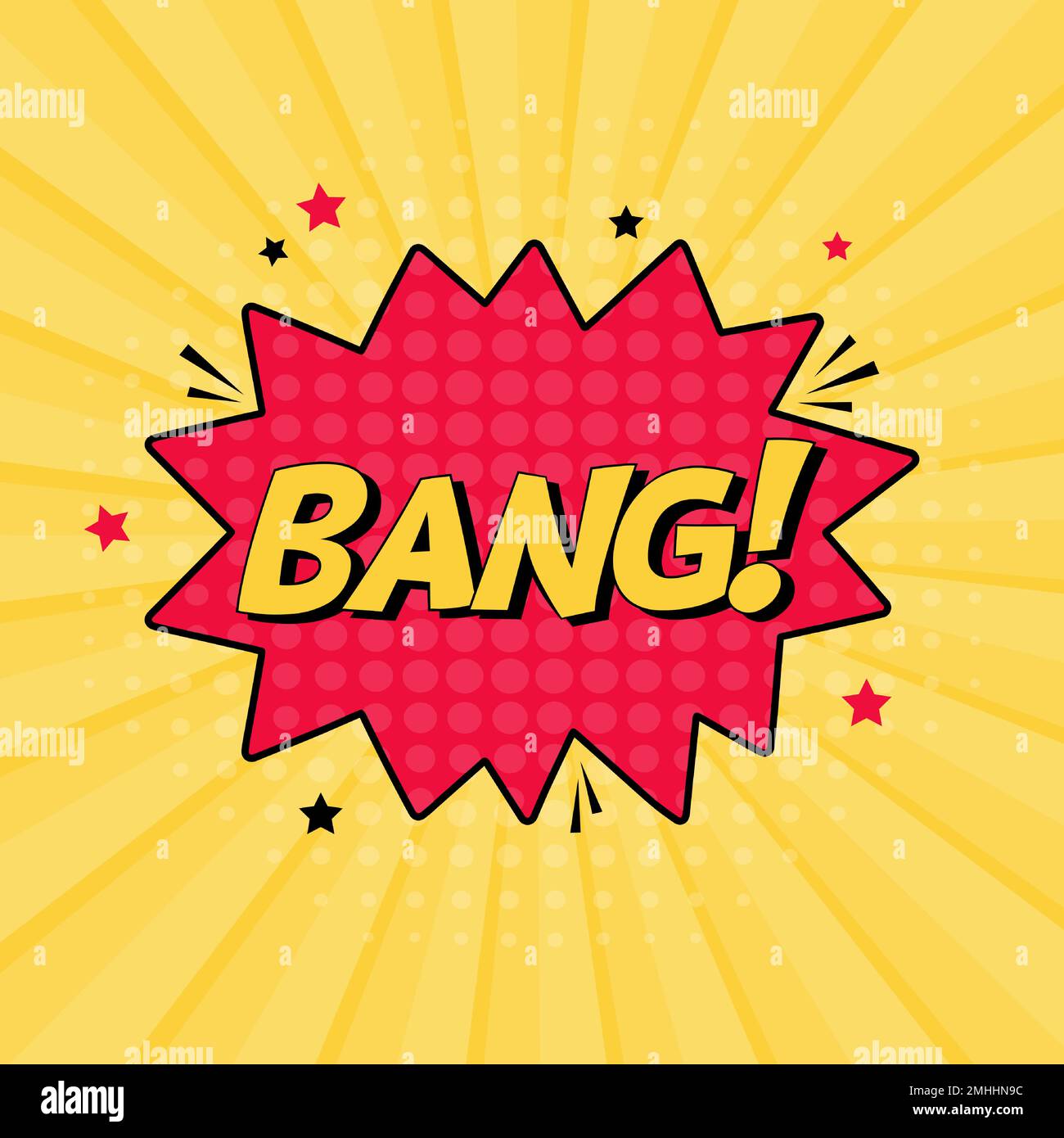 Comic speech bubble with expression text bang. Vector bright dynamic ...