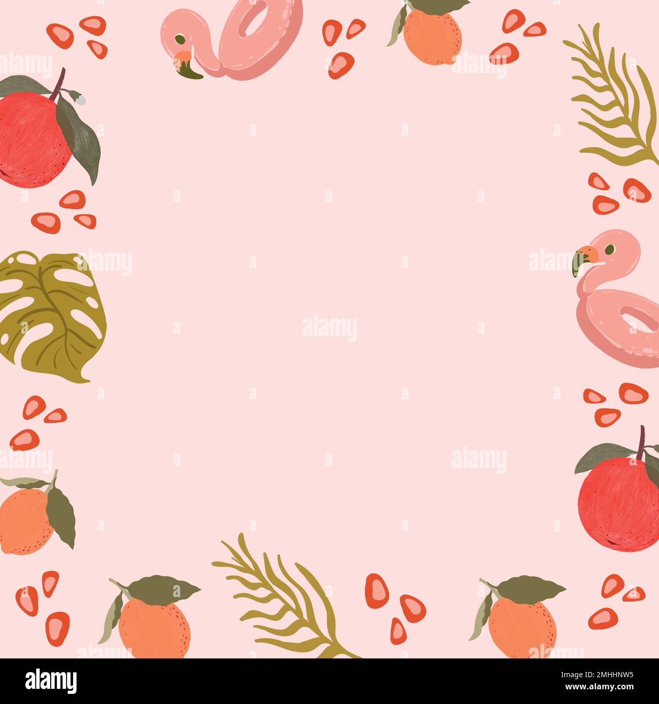 Tropical summer frame on a pink background design vector Stock Vector ...