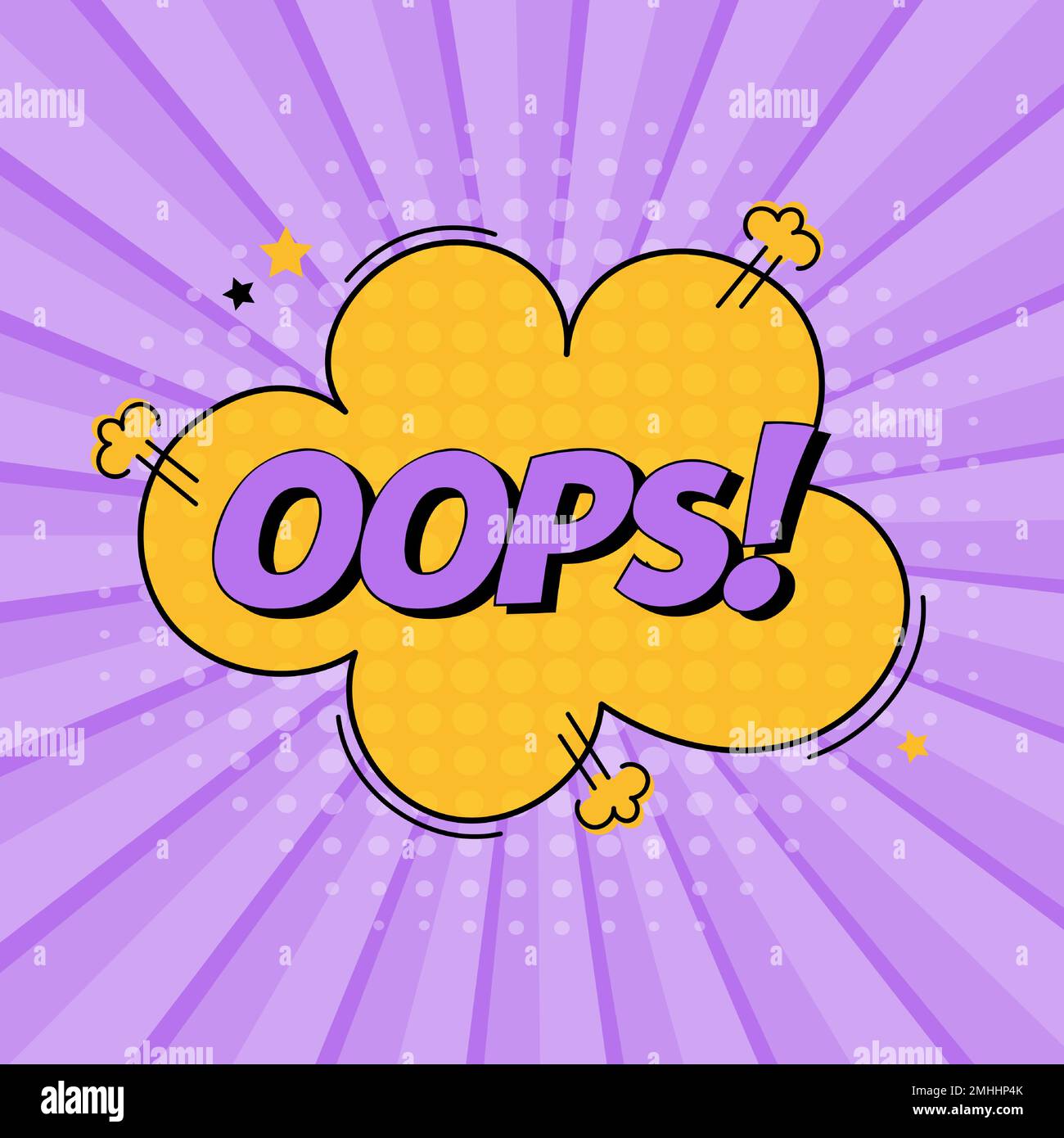 Comic speech bubble with expression text oops. Vector bright dynamic cartoon illustration in ...