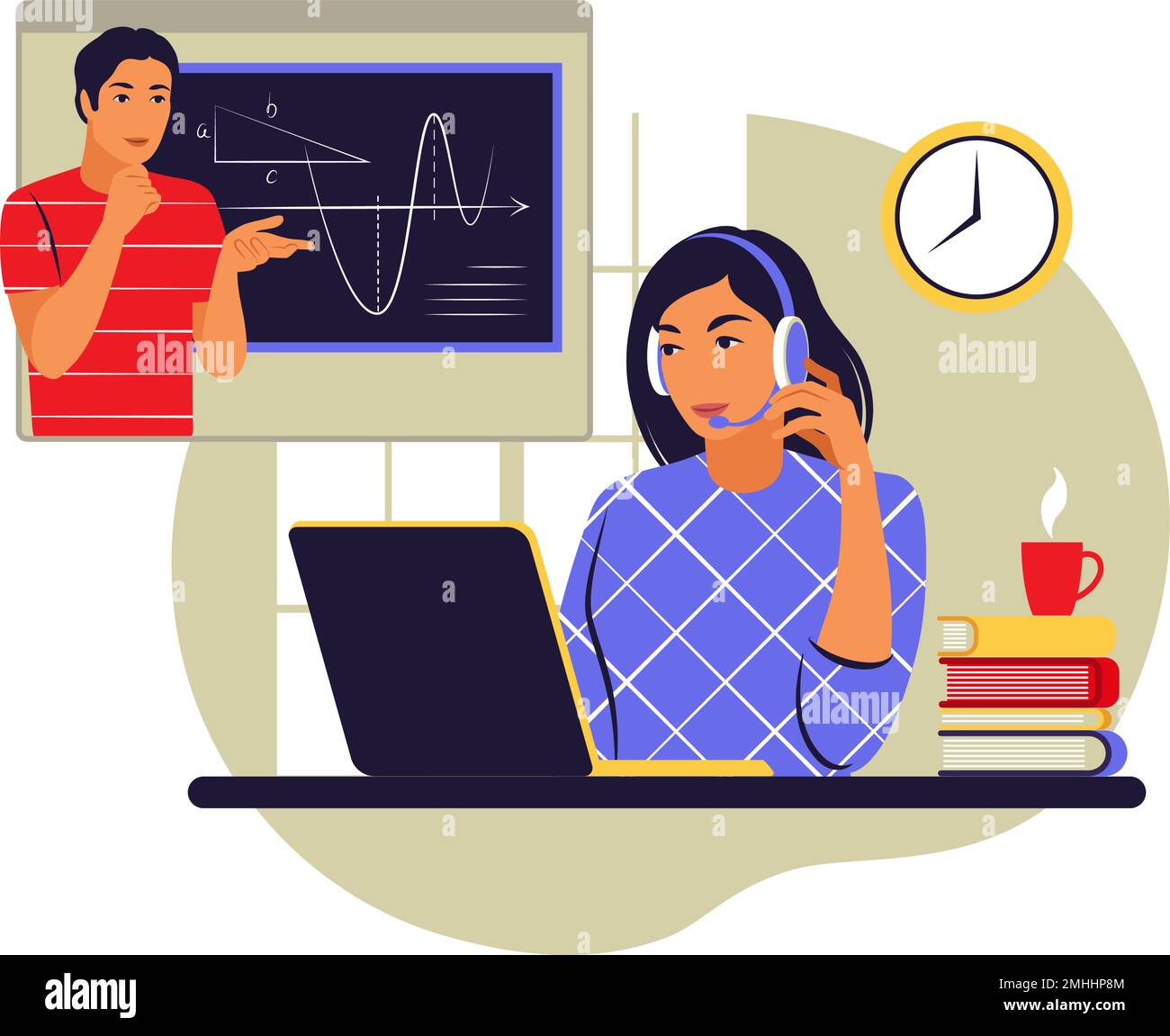 Online learning concept. Distance study. Vector illustration. Flat ...