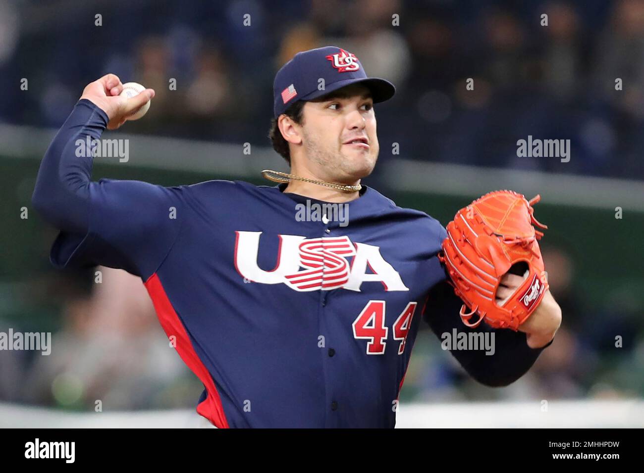 U.S. starting pitcher Cody Ponce (44) delivers a pitch against Mexico ...