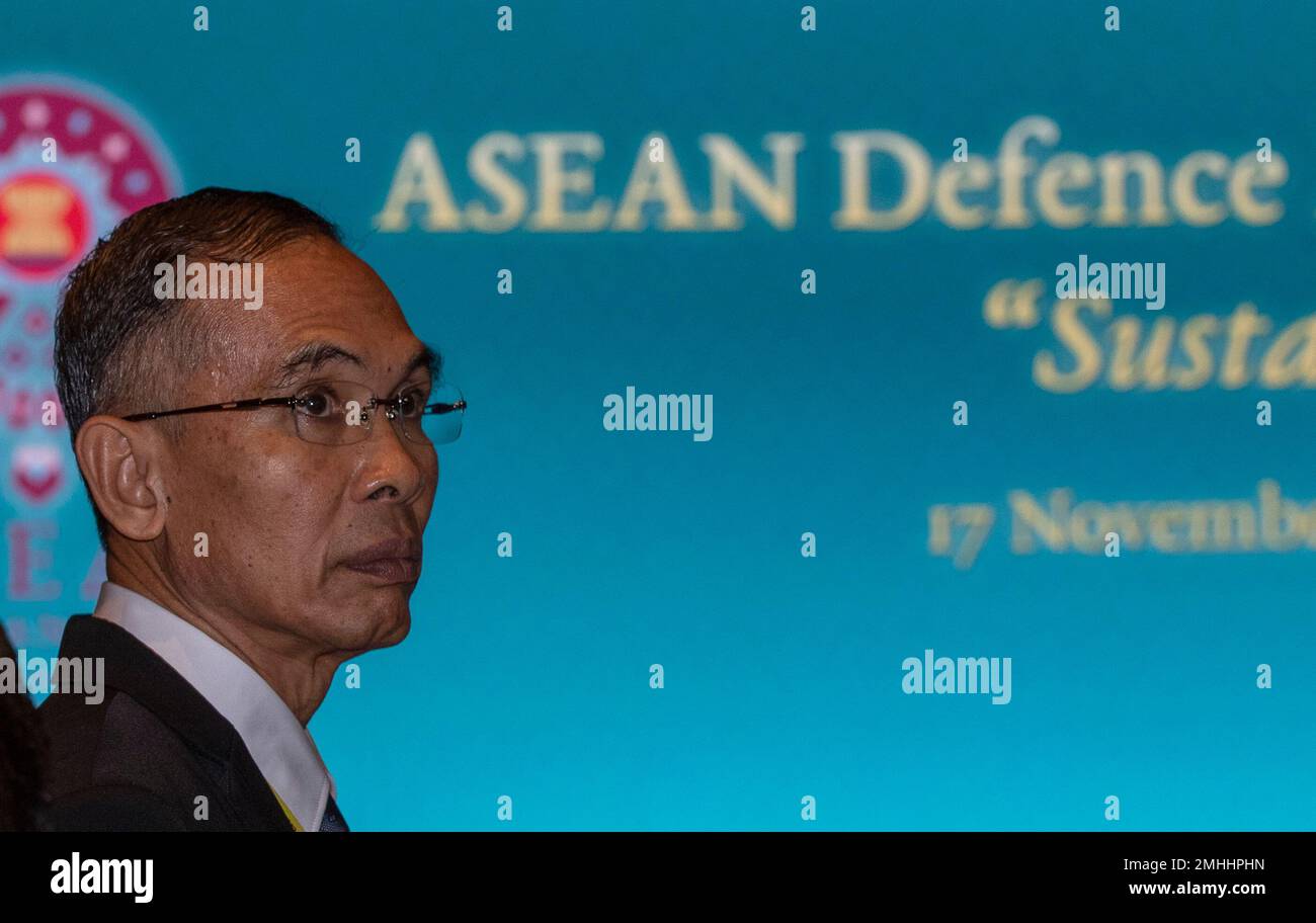 Myanmar Defense Minister Sein Win stands ahead of ASEAN Defense ...