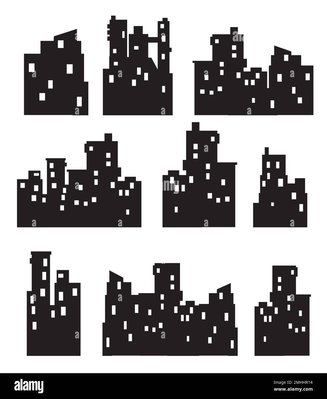 Set of silhouettes Architecture vector illustration city for business ...