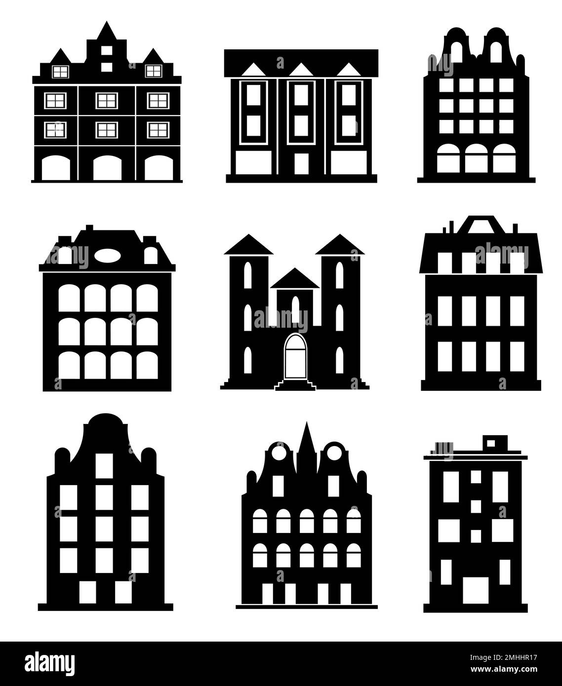 Set of silhouettes Architecture vector illustration city for business ...
