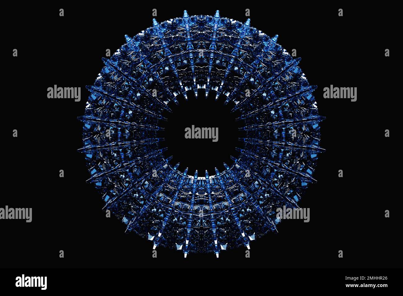 3D illustaration of a blue torus. Fantastic cell. Simple geometric ...