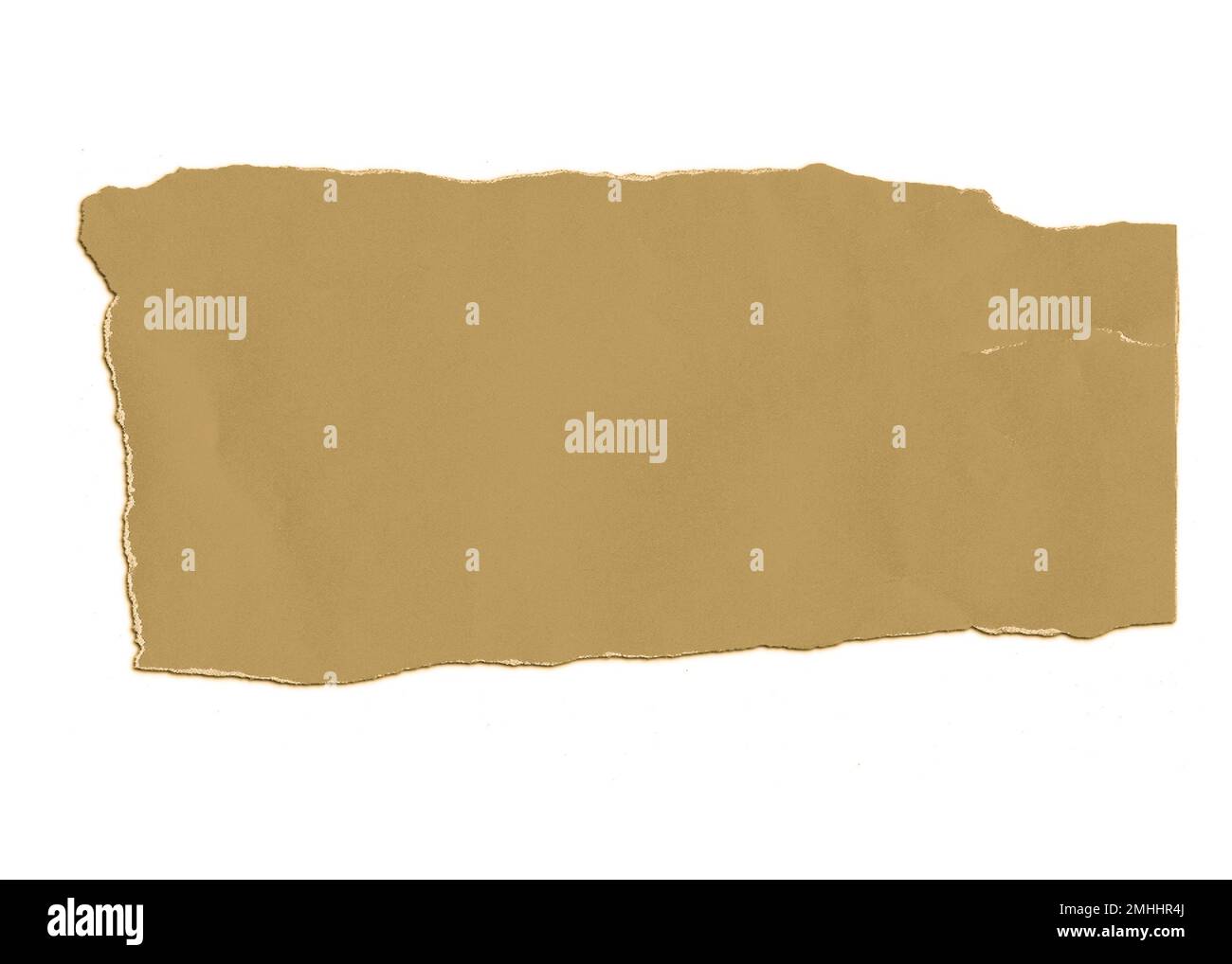 ripped piece of horizontal brown paper note mockup empty Stock Photo ...