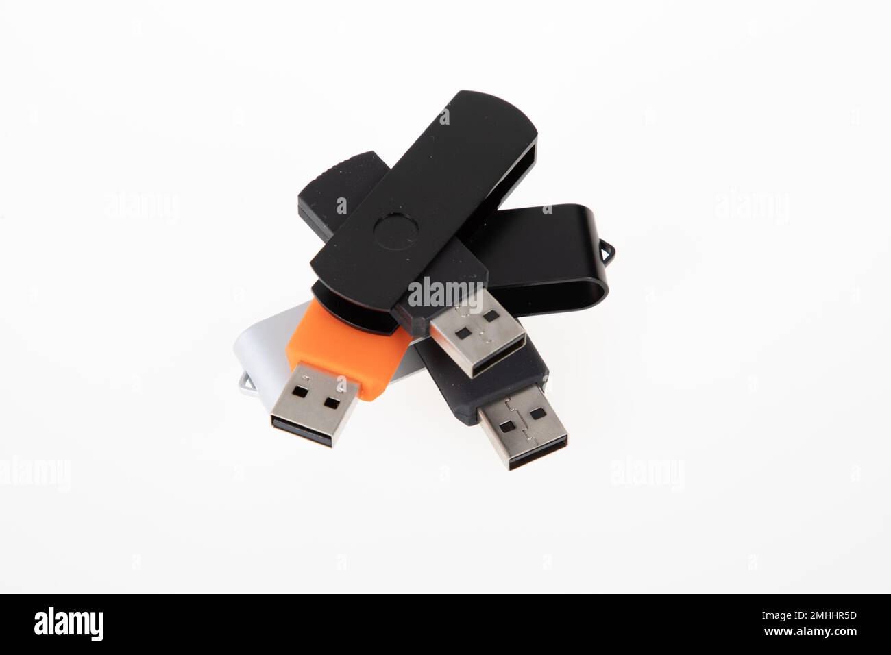 pile USB flash memory set Drive Template mockup on white background ...