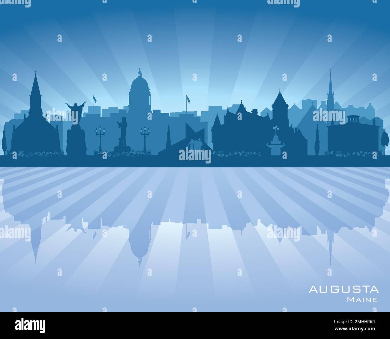 Augusta Maine city skyline vector silhouette illustration Stock Vector ...