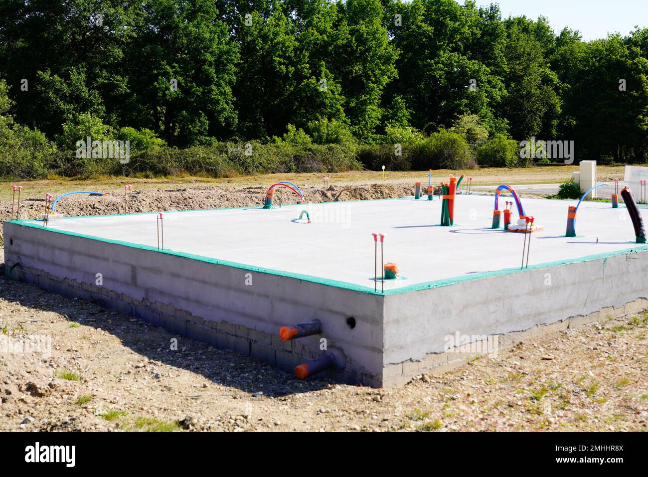 concrete slab of house being built Stock Photo - Alamy