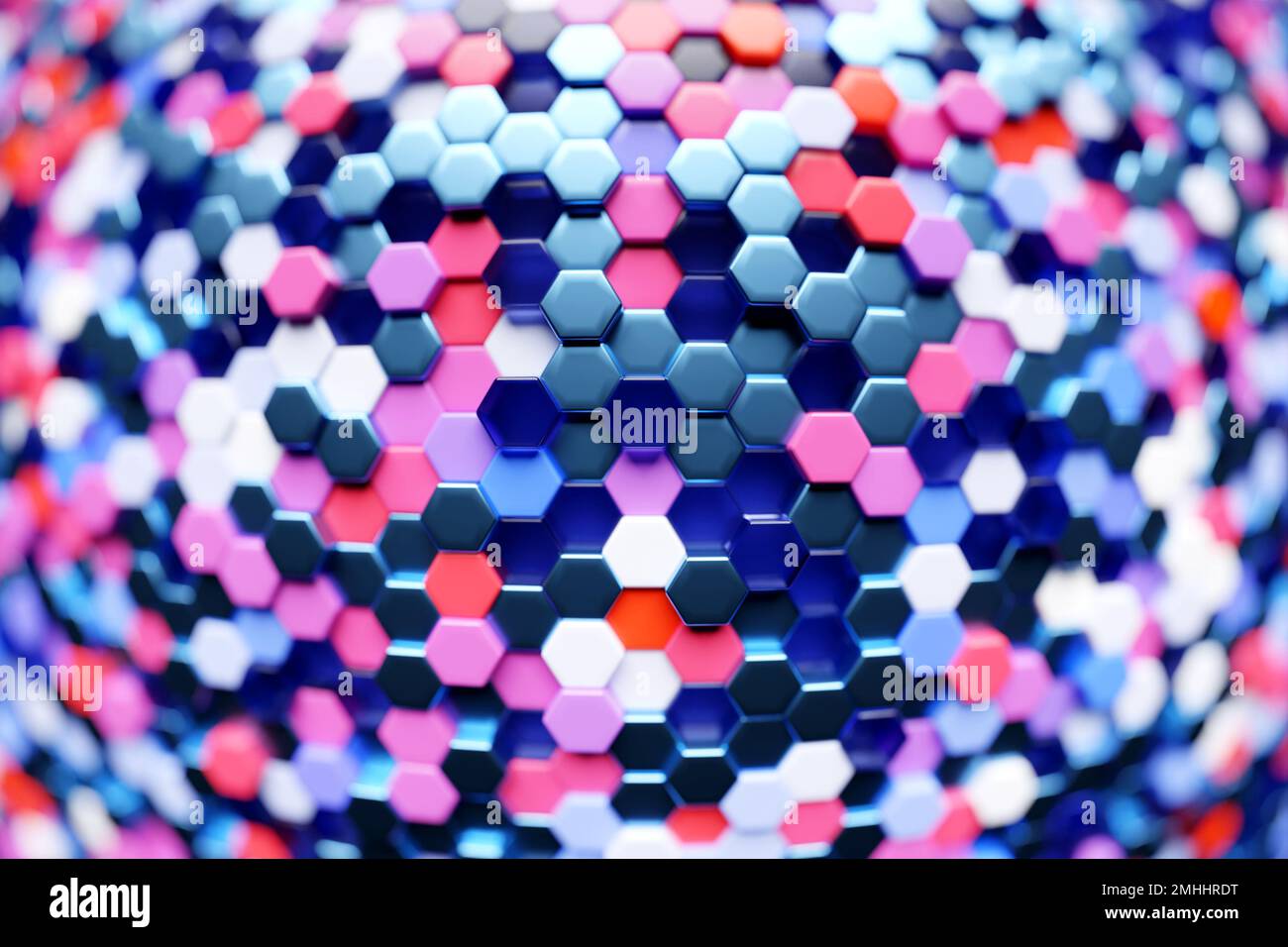 3d illustration of a pink and blue honeycomb monochrome honeycomb for ...