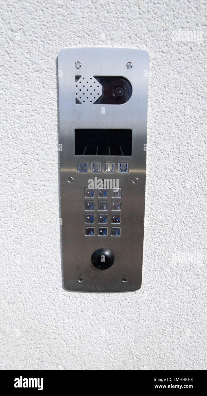 Video intercom in the entry of apartment house building door Stock ...