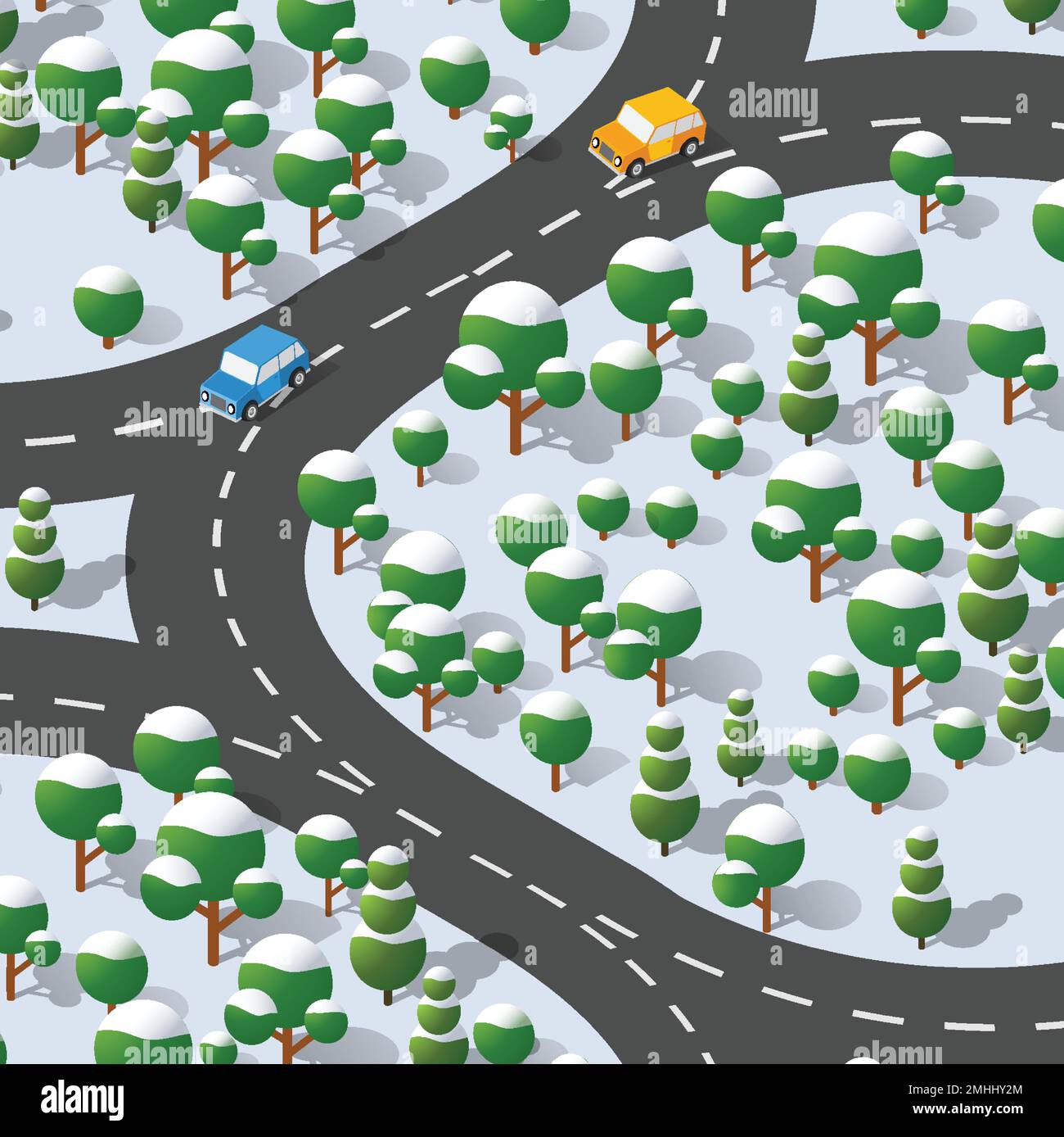 Isometric view projection of winter snow landscape. Nature aspect of ...