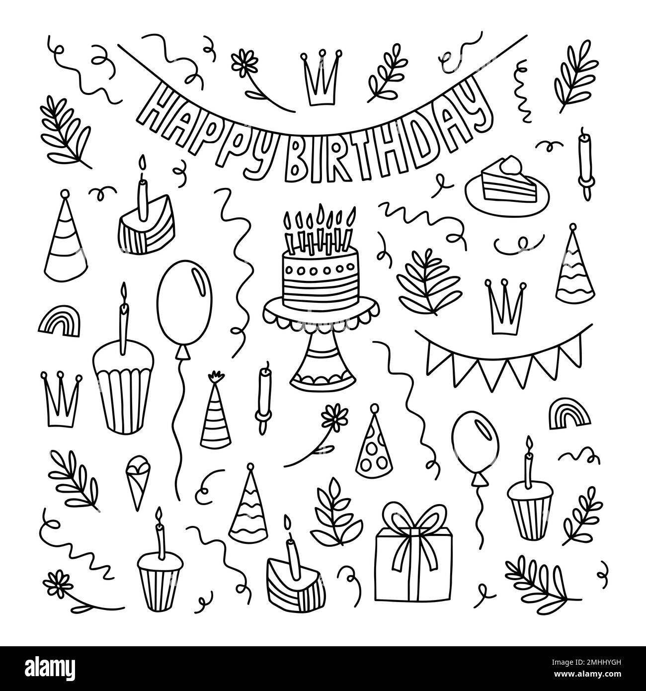 Festive crown party doodle Stock Vector Images - Alamy