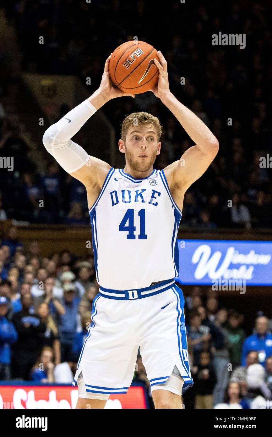 Duke's Jack White (41) looks to pass during an NCAA college basketball ...