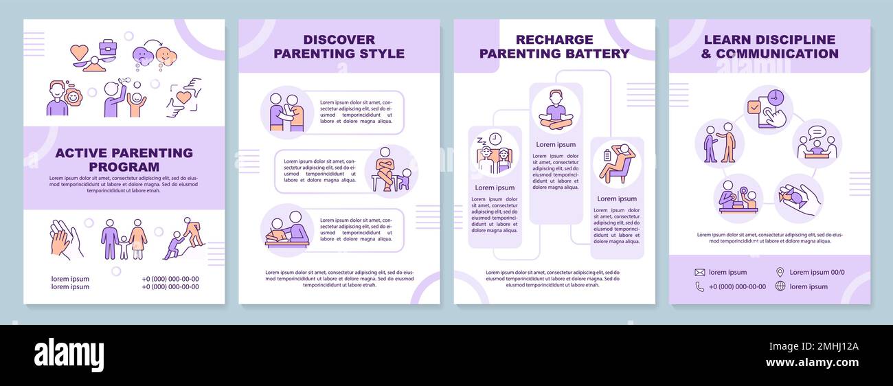 Active parenting program purple brochure template Stock Vector Image ...