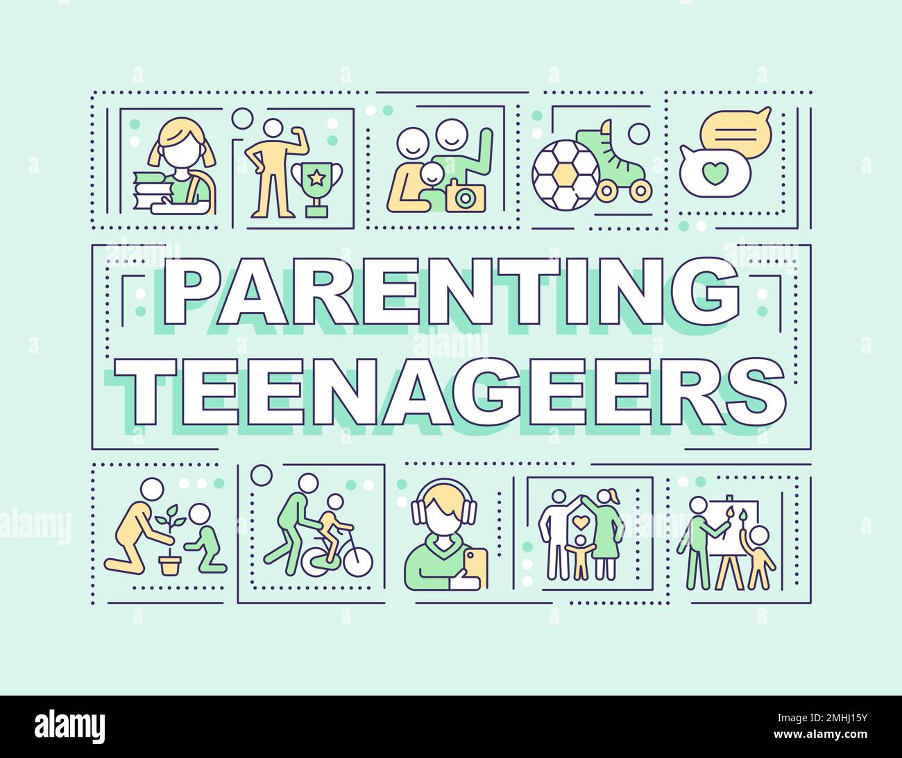 Parenting teenagers word concepts mint banner Stock Vector Image & Art ...