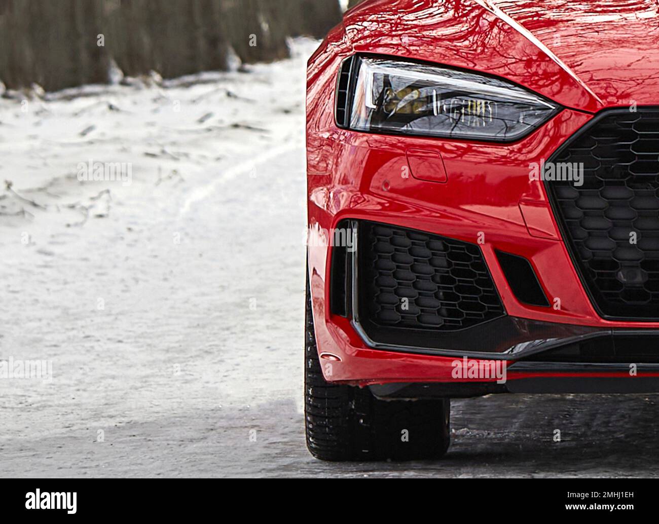 Modern red car lights, sportcar driving on the road, city car photo ...