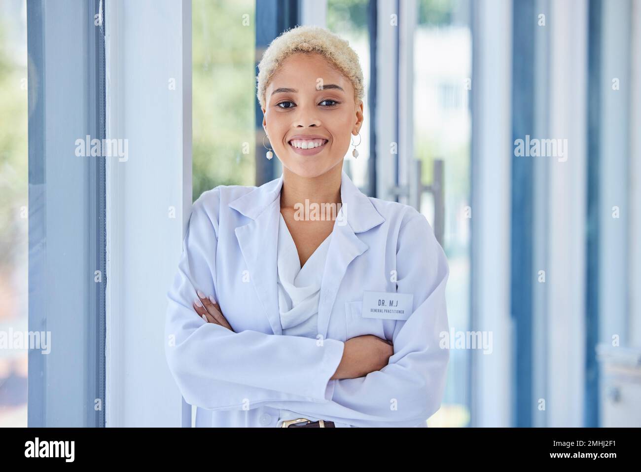 Happy, smile and portrait of scientist in office for science report ...