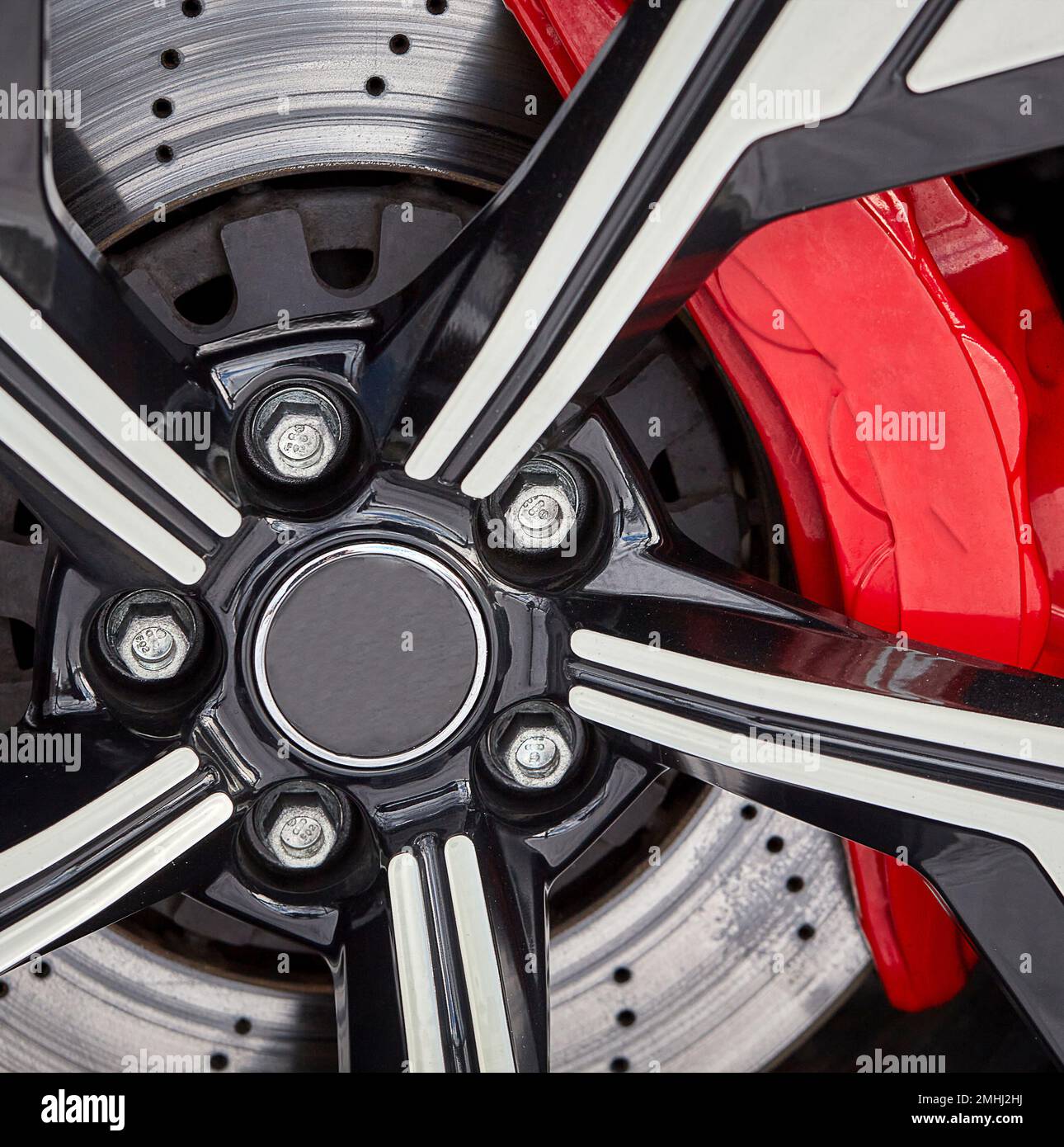 Modern sport car wheel background, car elements close view Stock Photo ...