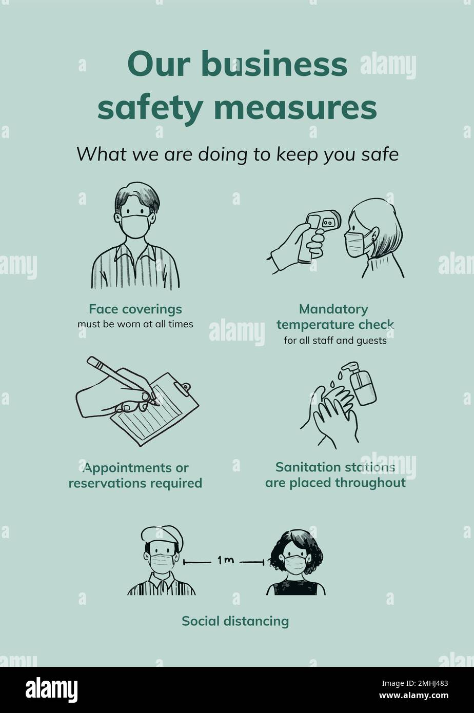 Safety guidance template vector, COVID 19 reopen business safety ...