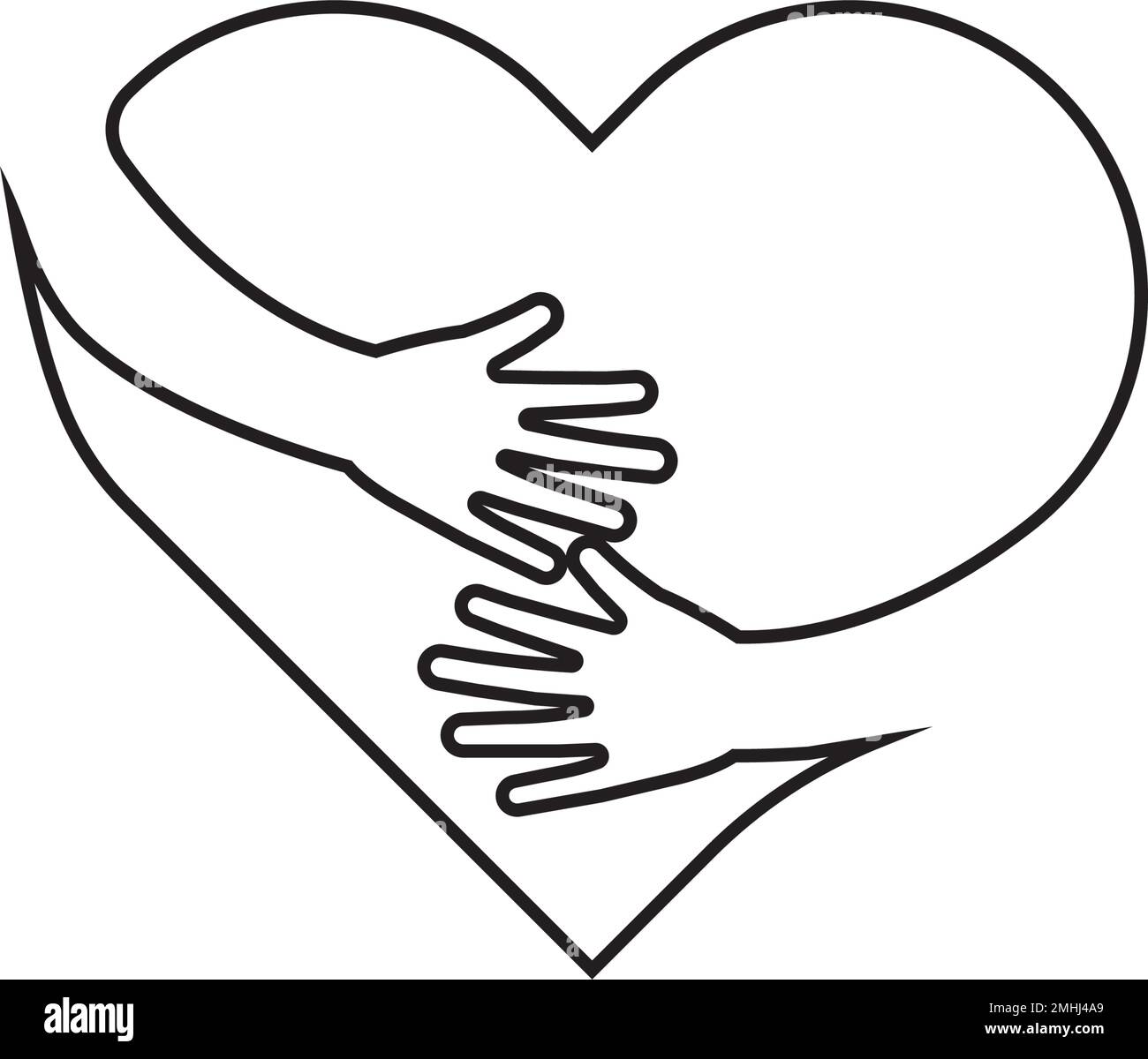 hand embracing linear logo vector illustration design Stock Vector ...