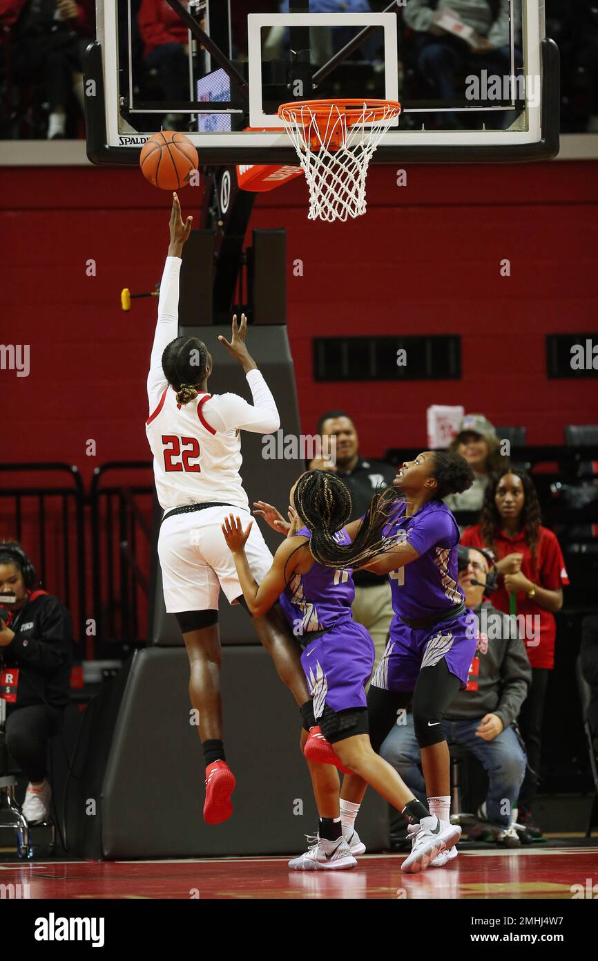 Rutgers forward Tyia Singleton (22) goes for the layup during an NCAA ...